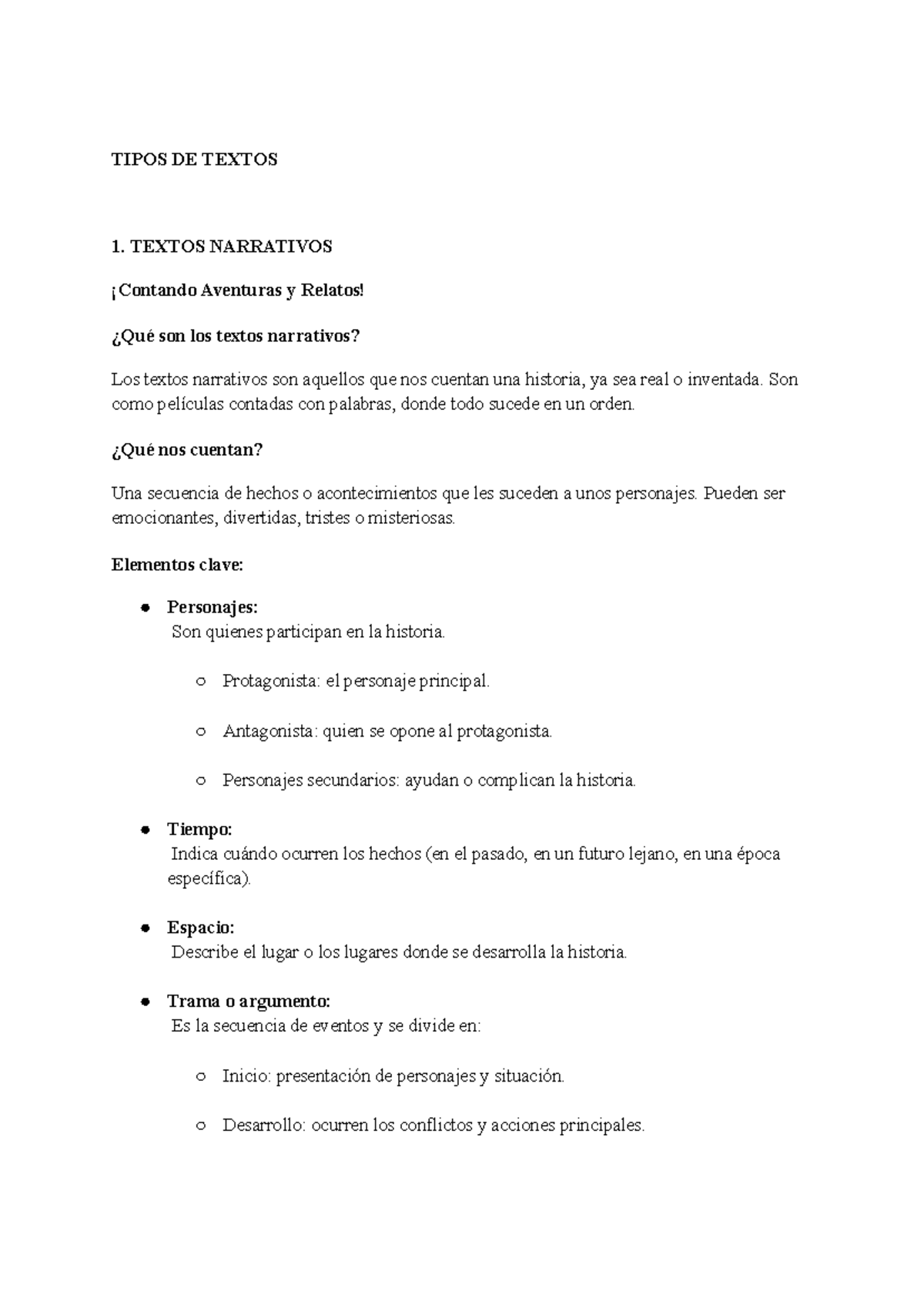 Tipos de Textos: Narrativos, Expositivos, Instructivos y Más! - Studocu