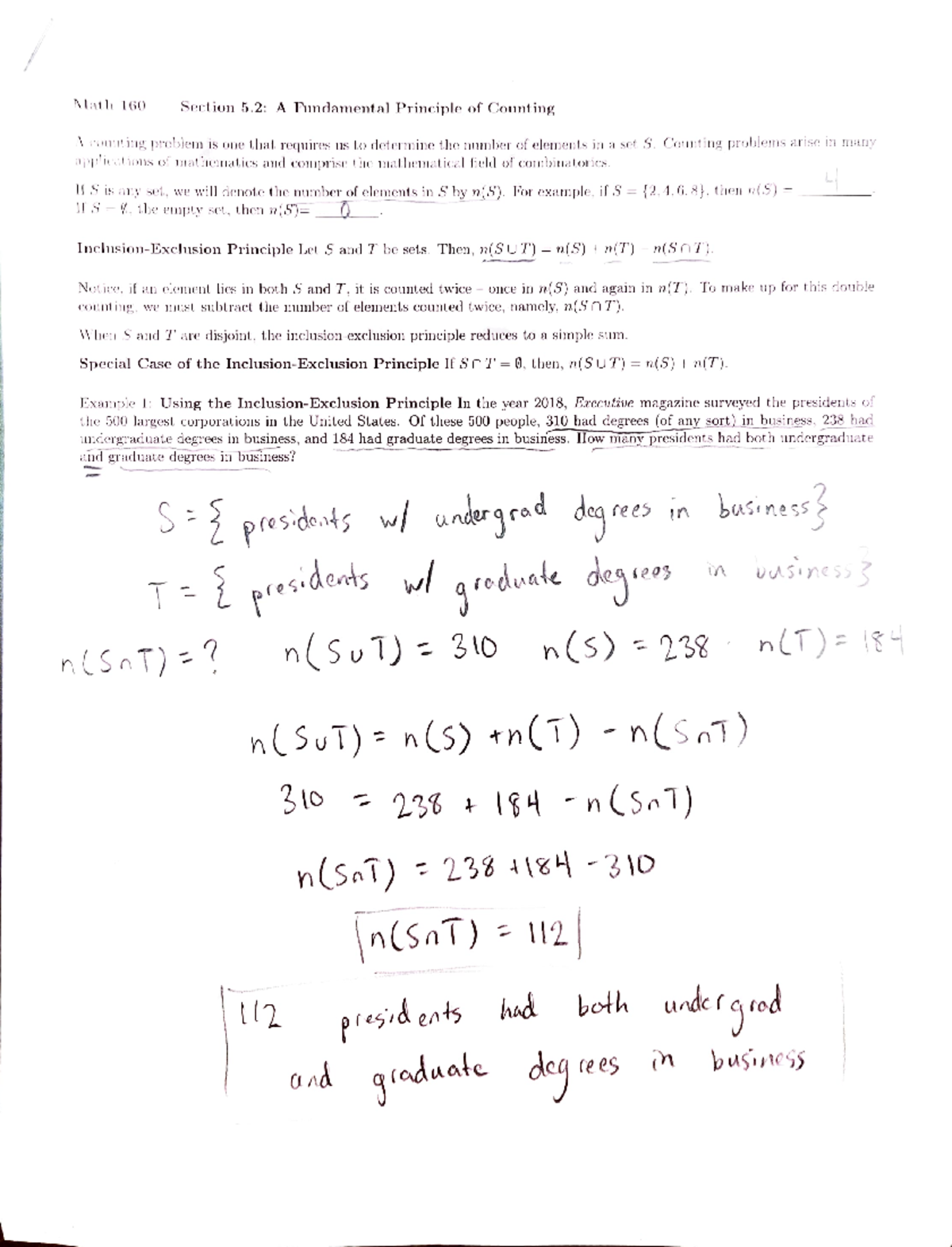 Math 160: Counting Principles and Venn Diagrams Notes - Math 160 ...
