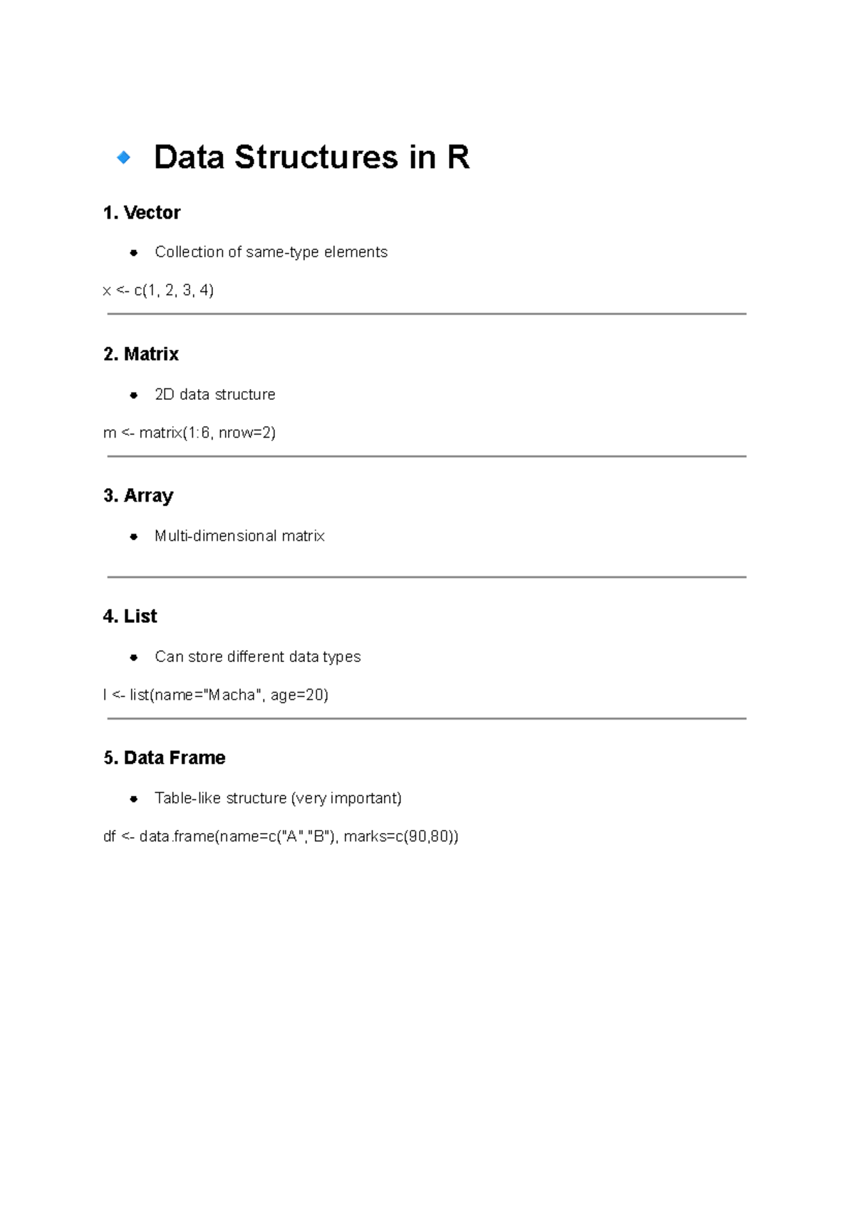 Data Structure in R - Bca(computer application) - Vector Collection of ...
