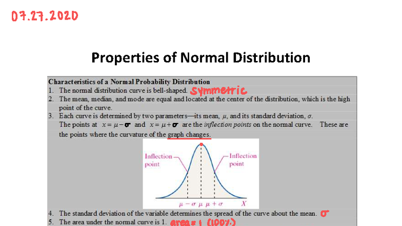 Week 4: Properties of Normal Distribution & Applications in Probability ...