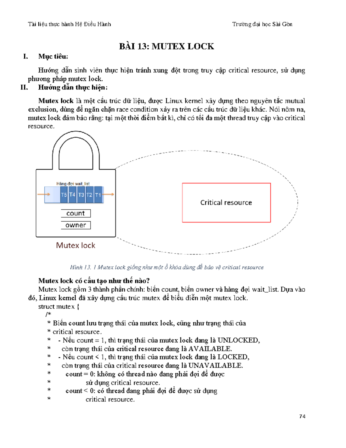 TH Bai13 - Mutex Lock: Hướng Dẫn Tránh Xung Đột Truy Cập Resource - Studocu