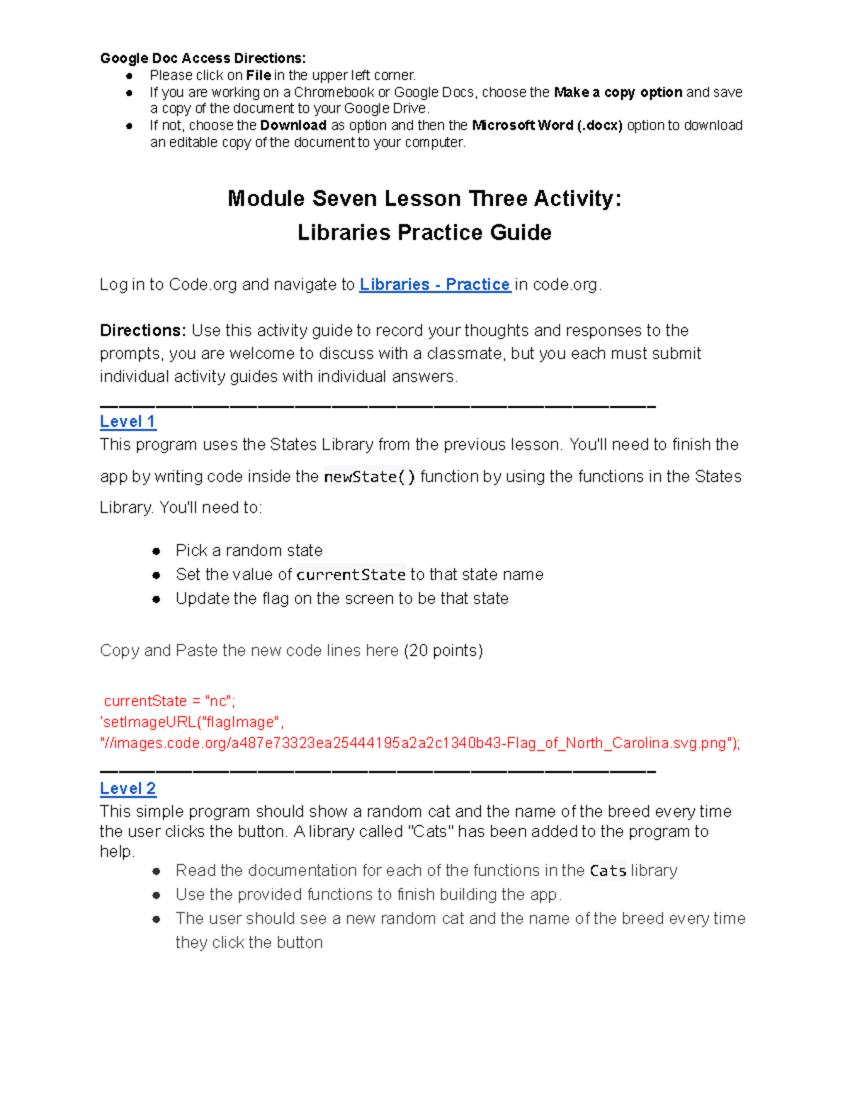 APCS-P Module Seven Assignment - Make a Library - Google Doc Access ...