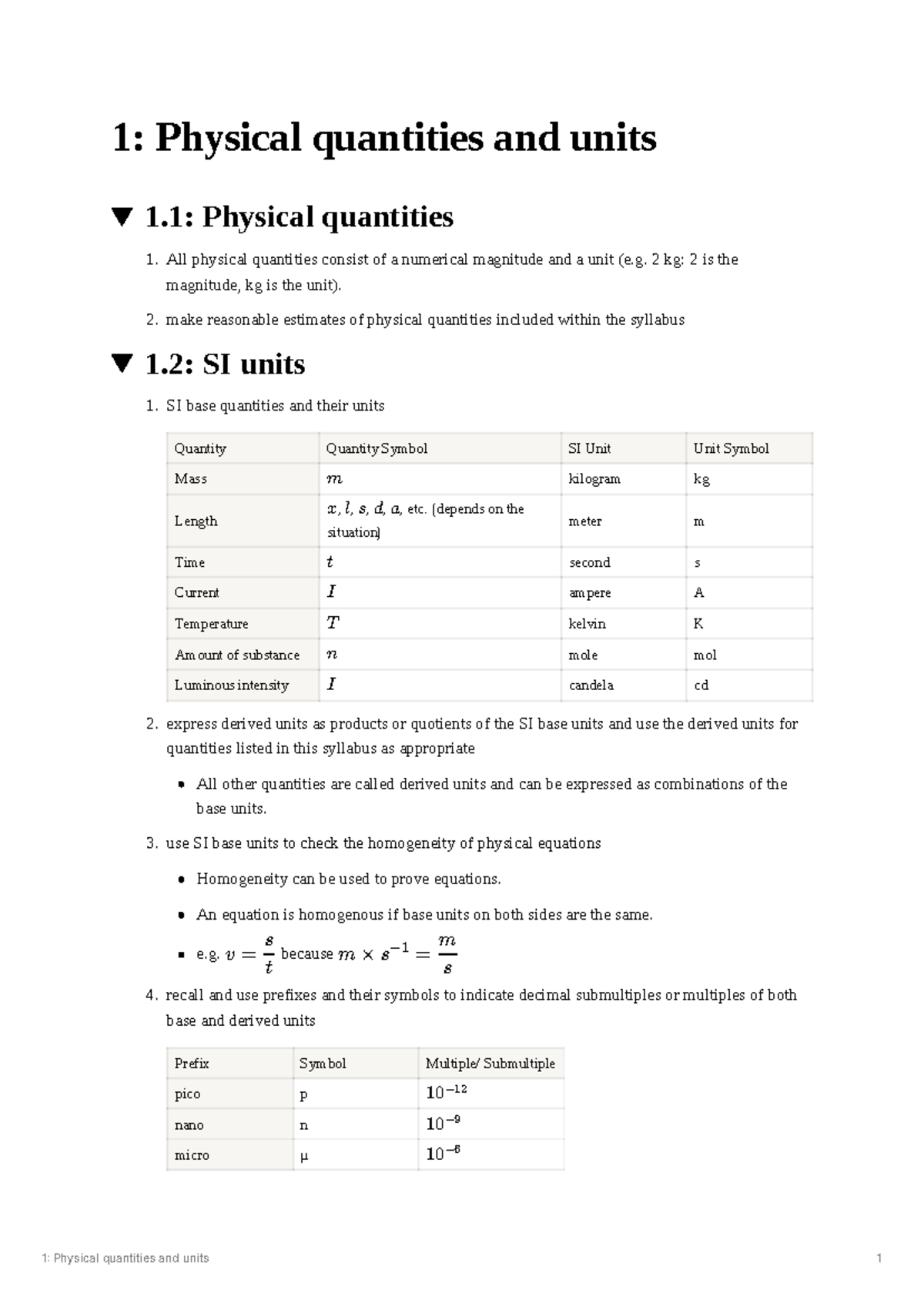 1 Physical quantities and units - All physical quantities consist of a numerical magnitude and a ...