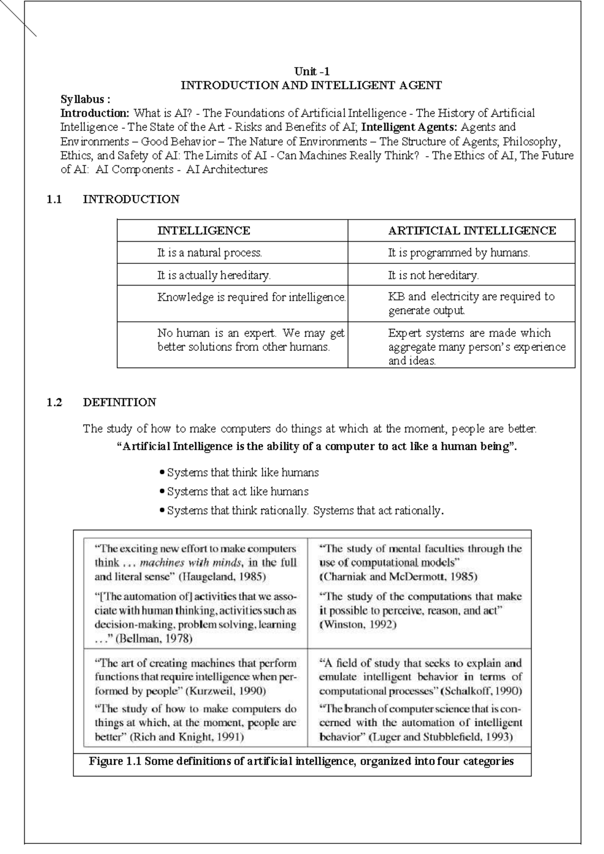 Artificial Intelligence (AI) Unit 1, 2 & 3 Study Notes - Studocu