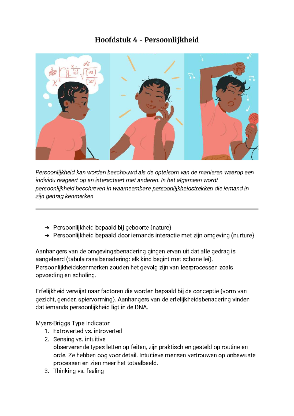 Hoofdstuk 4 - Persoonlijkheid: Samenvatting en Analyse - Studeersnel