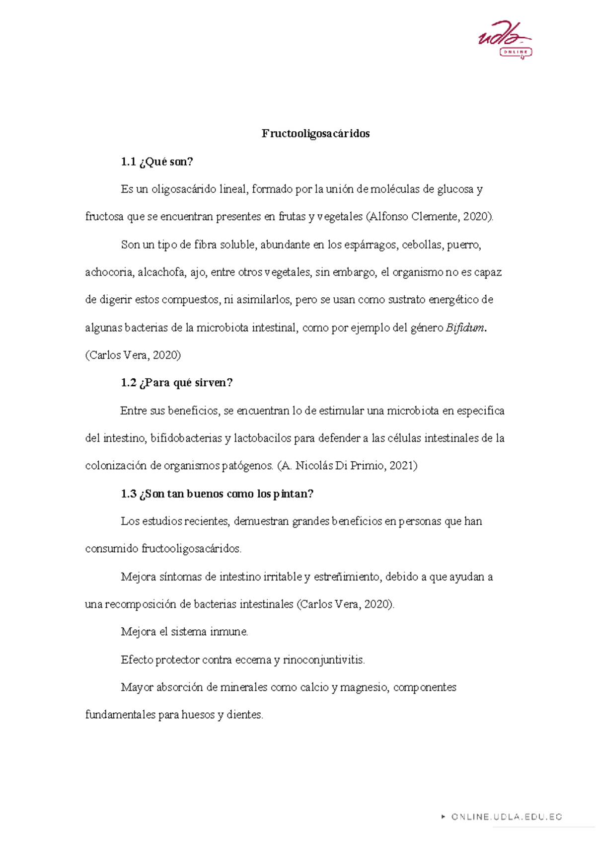 Fructooligosacáridos: Beneficios y Funciones en la Salud - Studocu