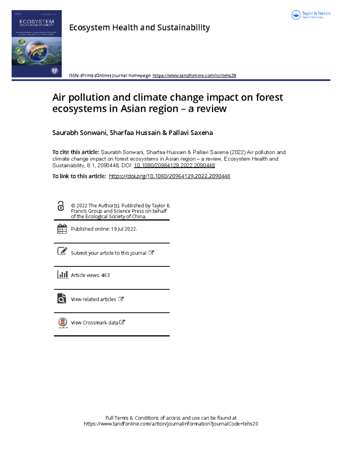 Forest Ecosystem Health: Impacts of Air Pollution & Climate Change ...