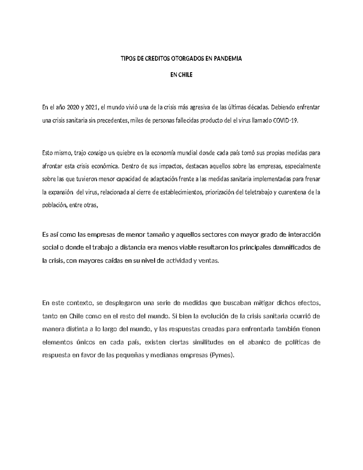 Recurso de Financiamiento - Examen de Créditos en Pandemia en Chile ...