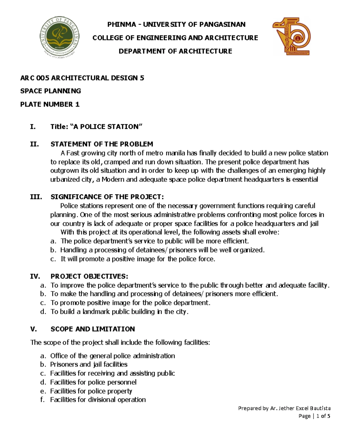 ARC 005 - Police Station Design Guidelines and Considerations - Studocu