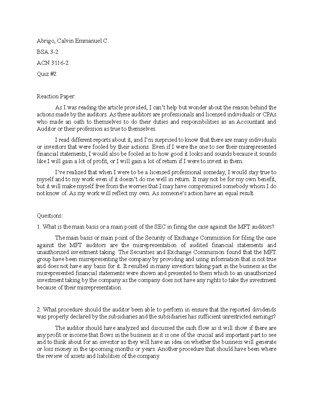 AAP-Quiz2osossk - Abrigo, Calvin Emmanuel C. BSA 3- 2 ACN 3116- 2 Quiz ...