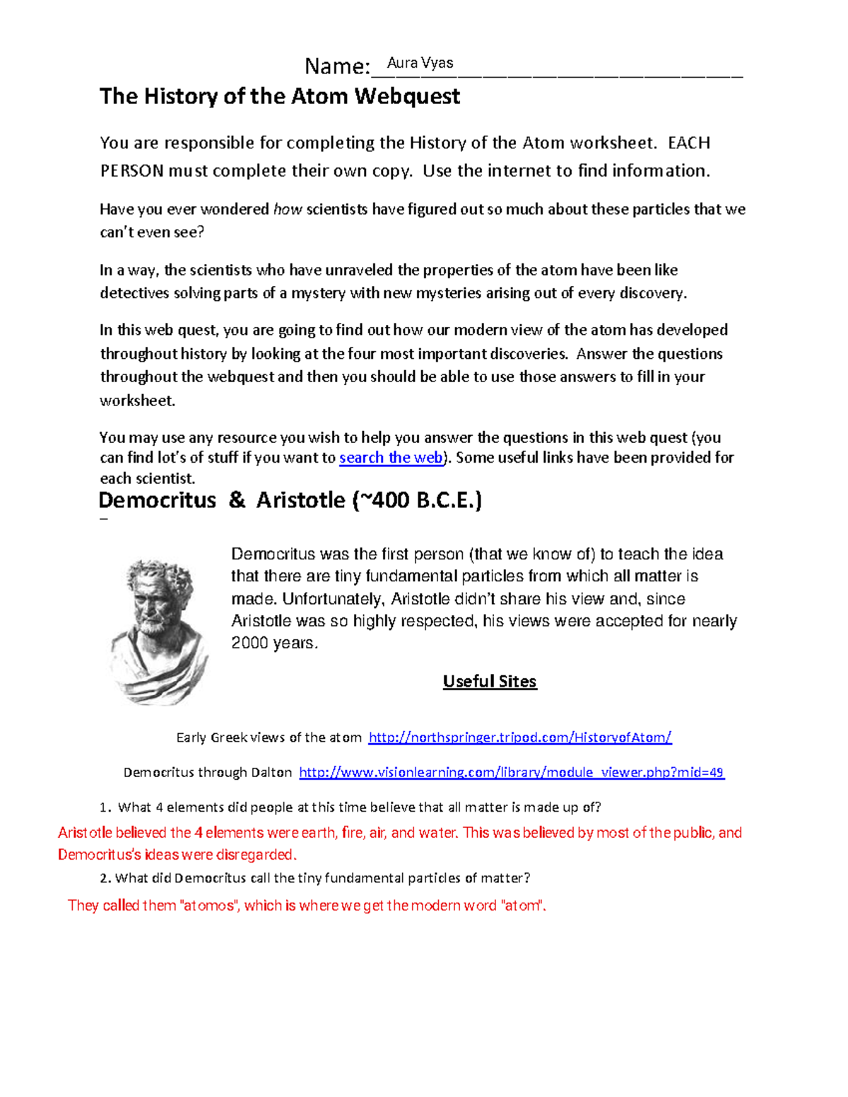 History of the Atom Webquest 23-24: Discoveries & Key Theories - Studocu
