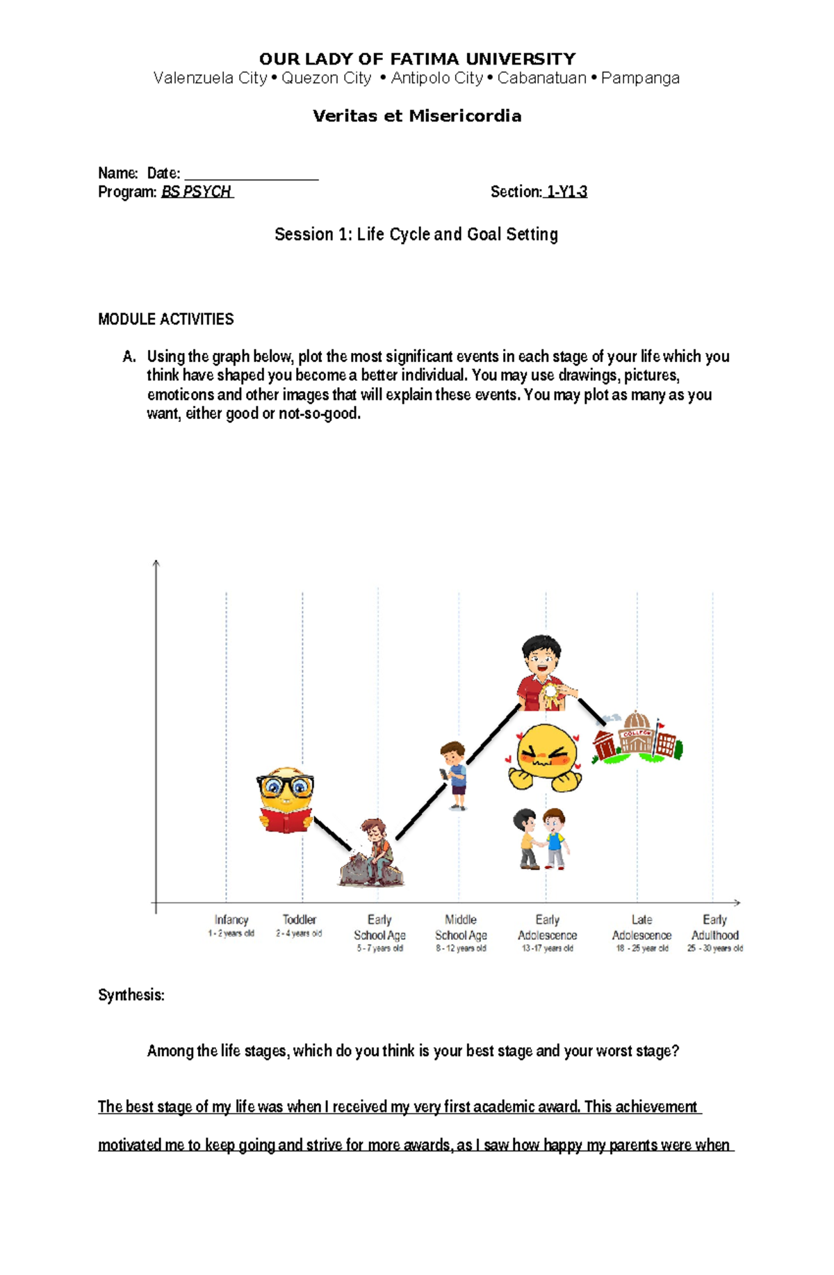 Session 1: Life Cycle, Goal Setting & Personal Mission Statement - Studocu