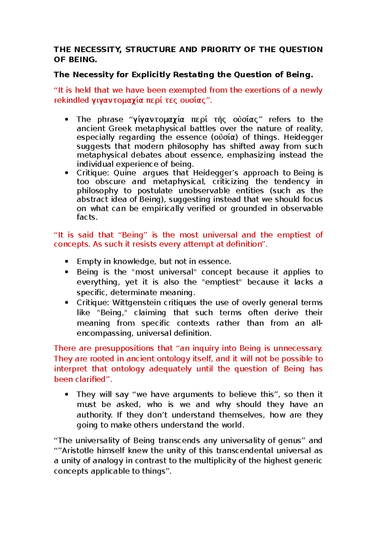 Notes on Heidegger - THE NECESSITY, STRUCTURE AND PRIORITY OF THE ...