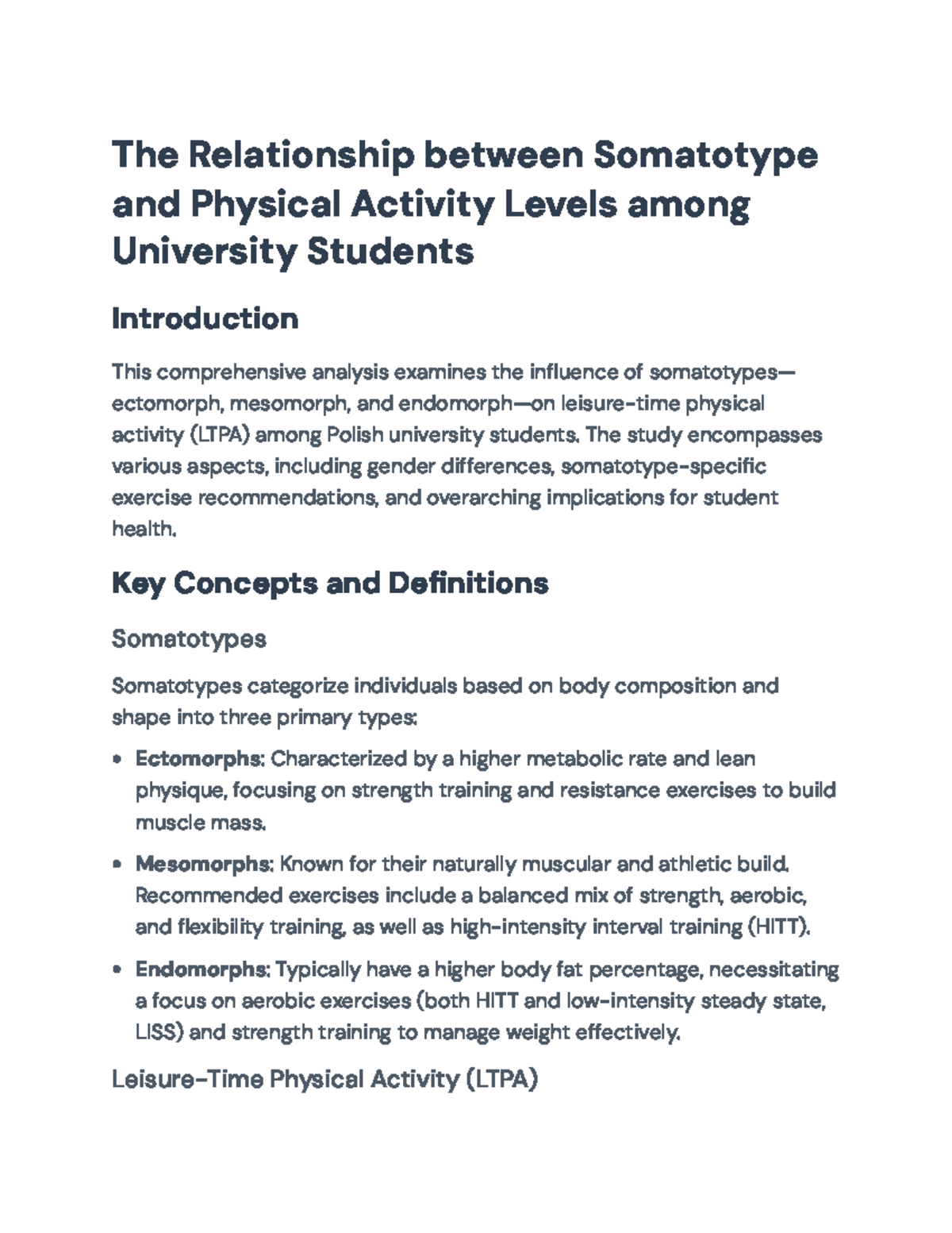 Somatotype Influence on Leisure-Time Physical Activity in Students ...