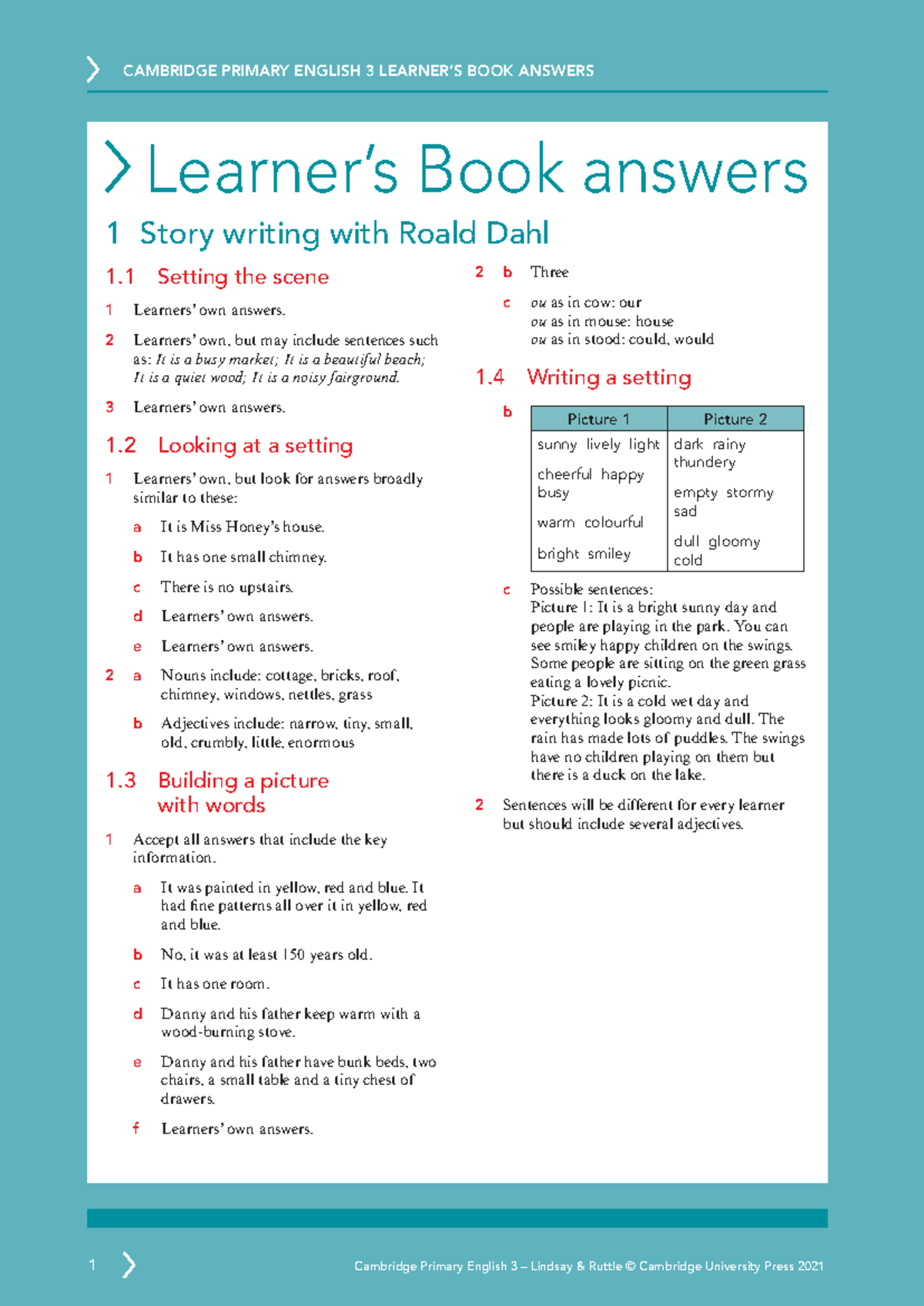 CAMBRIDGE PRIMARY ENGLISH 3 BOOK ANSWERS: STAGE 3 LEARNERS' GUIDE - Studocu