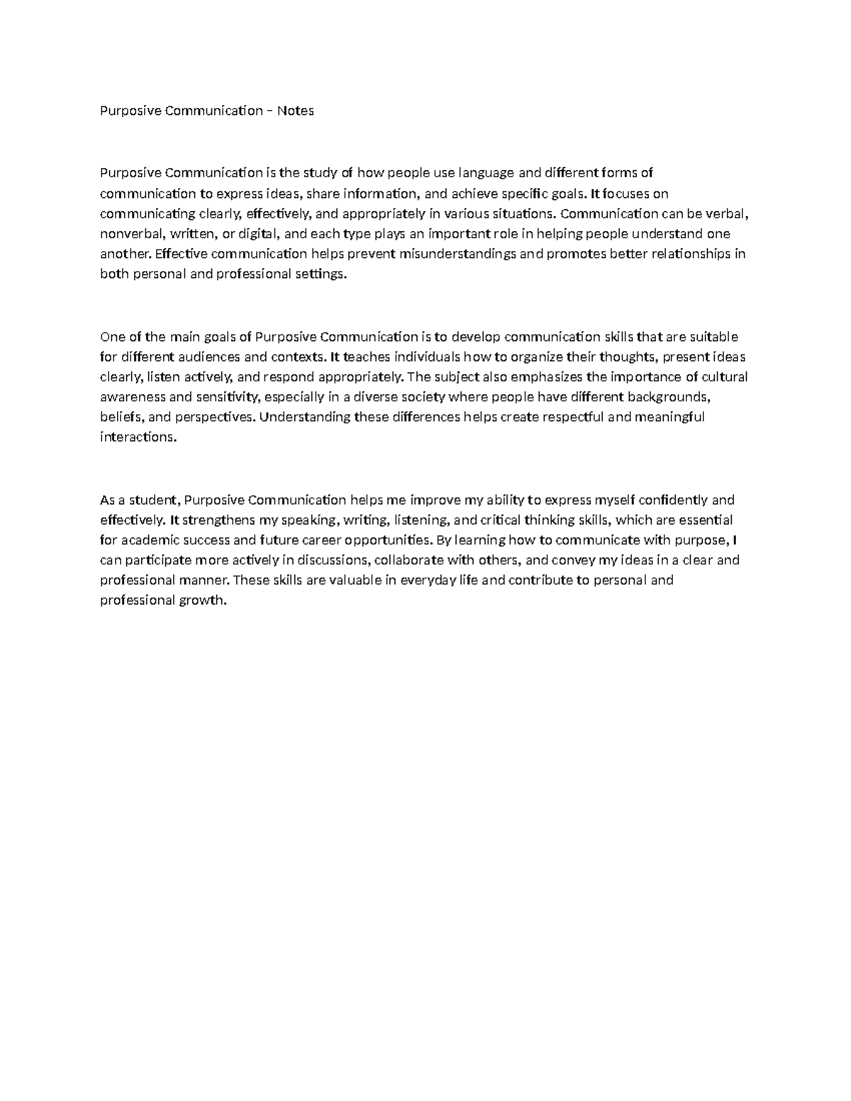 Purcom Notes: Effective Communication Skills and Strategies - Studocu