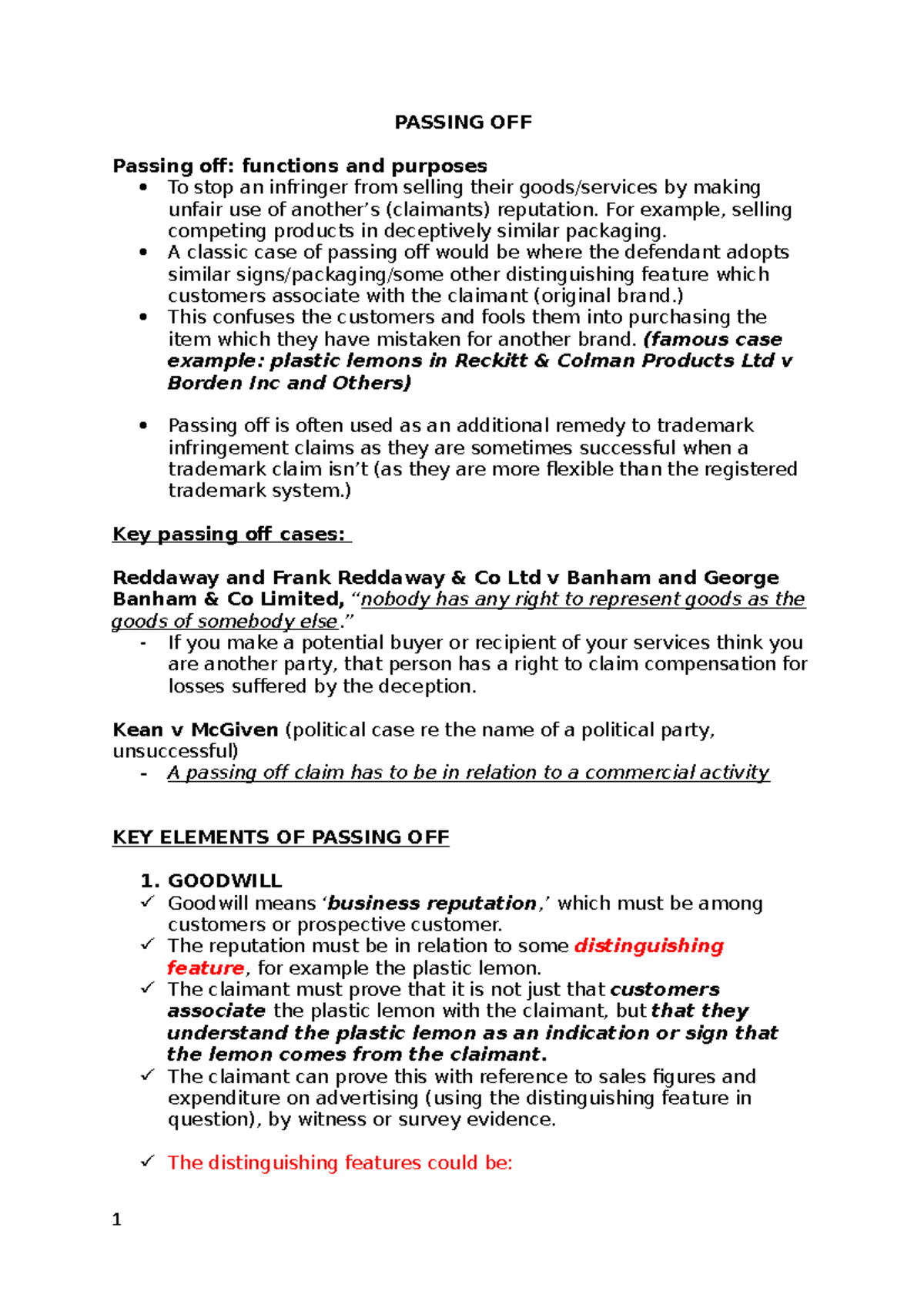 Passing OFF - PASSING OFF Passing off: functions and purposes To stop ...