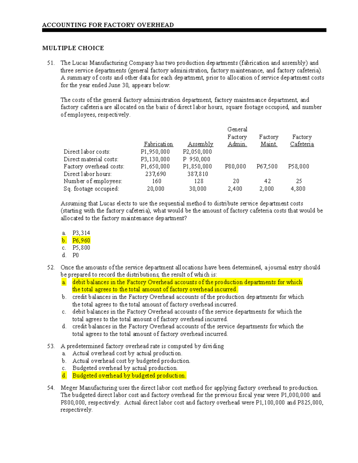 Accounting FOR Factory Overhead - ACCOUNTING FOR FACTORY OVERHEAD ...