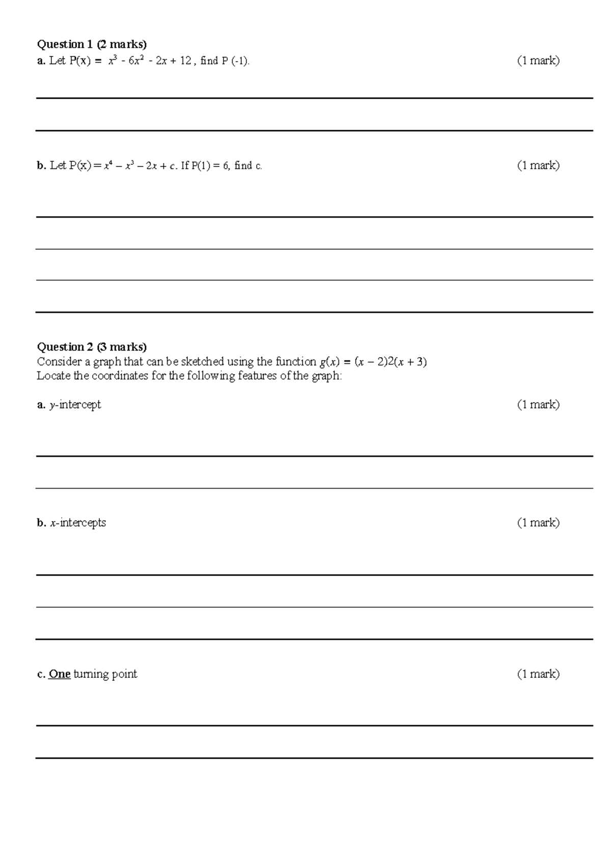 Practice SAC - FRT & Polynomials Solutions and Questions - Studocu
