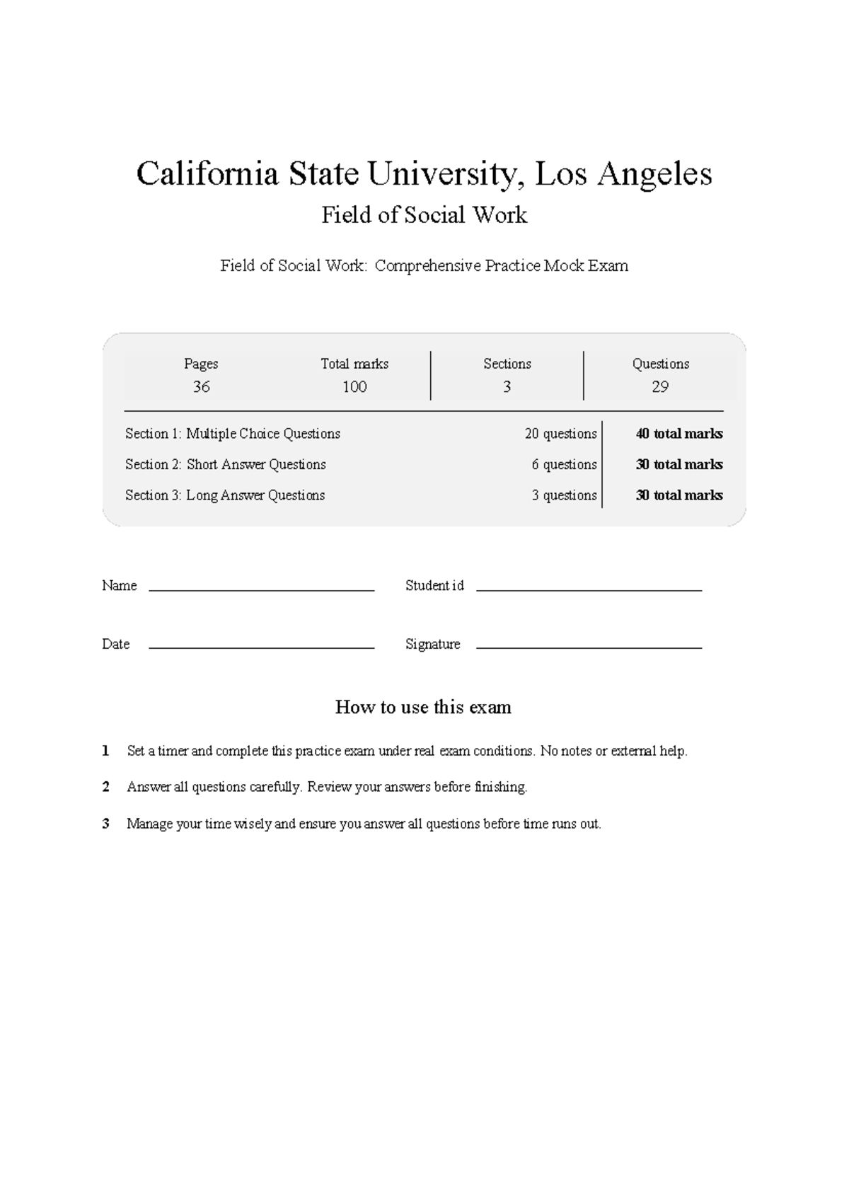 SW 3700 Field of Social Work: Comprehensive Practice Mock Exam 2026 ...