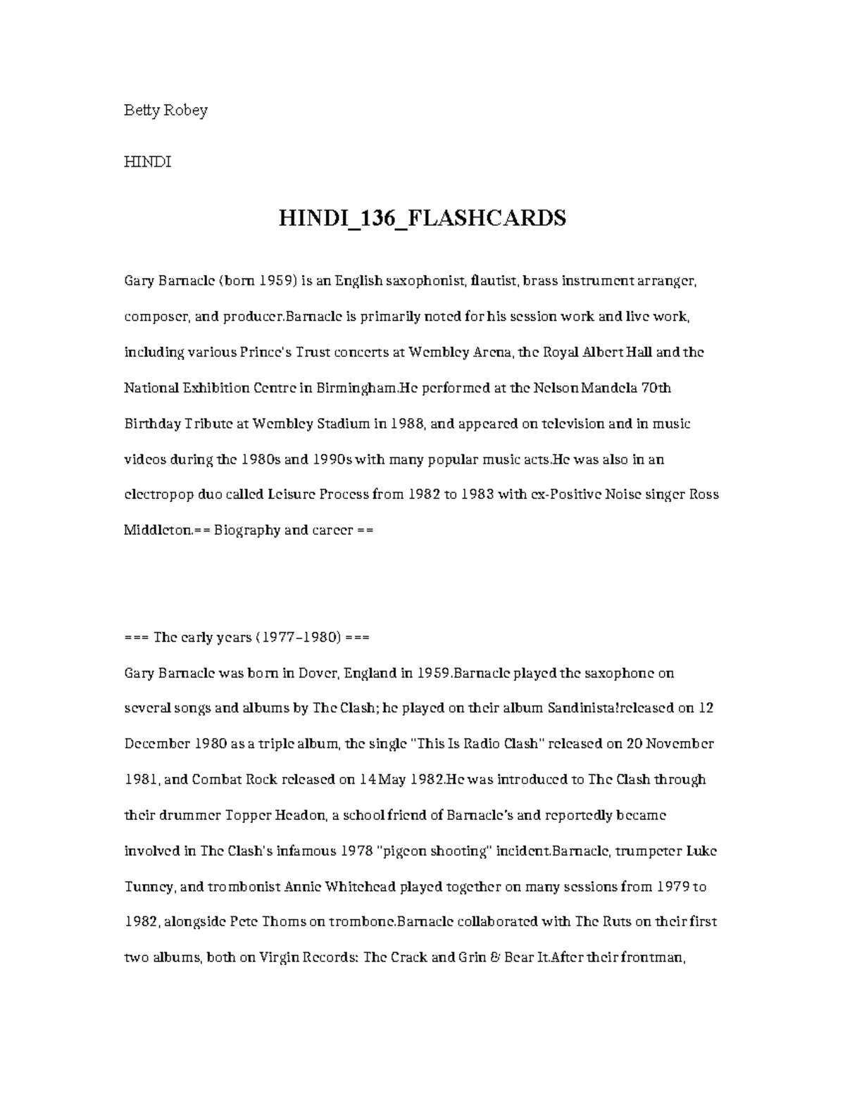 Hindi 136 Flashcards - Notes - Betty Robey HINDI HINDI_136_FLASHCARDS ...