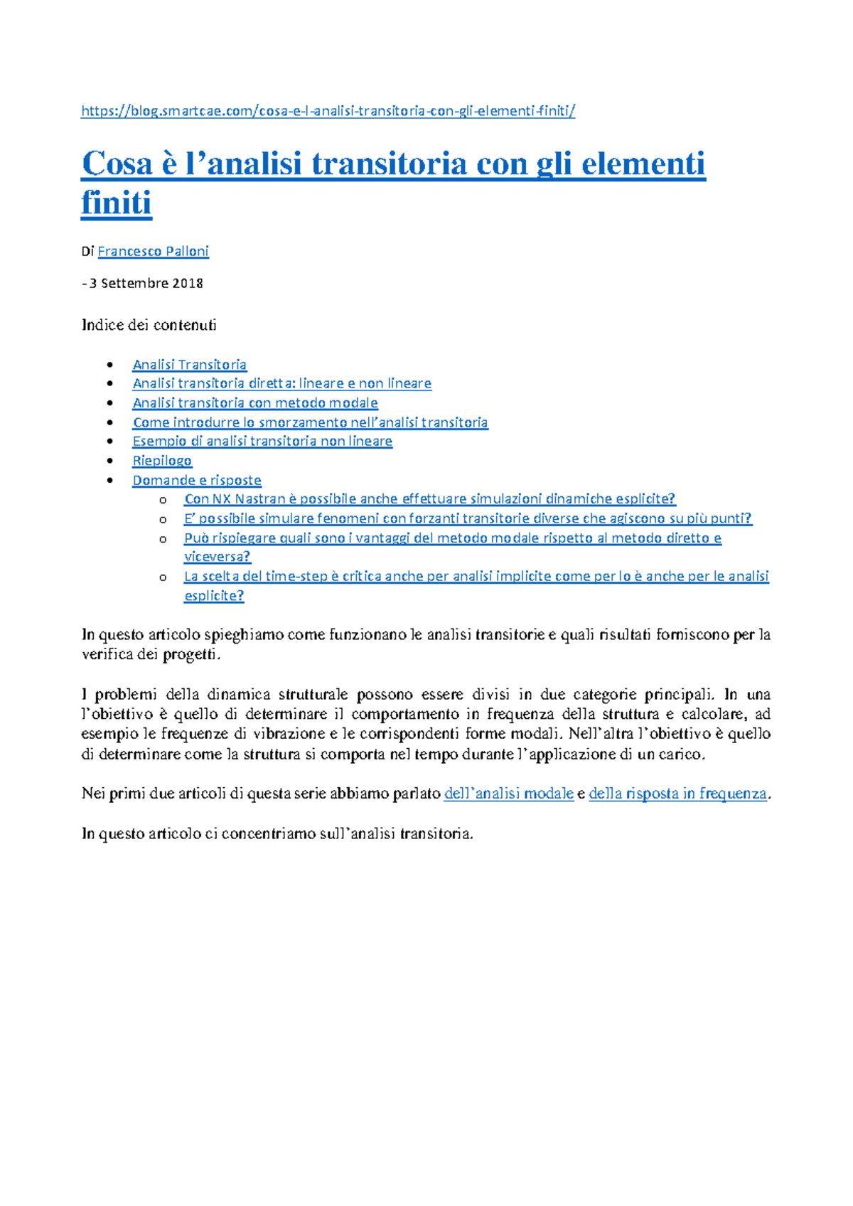 Analisi Transitoria con Elementi Finiti: Approfondimenti e Metodologie ...