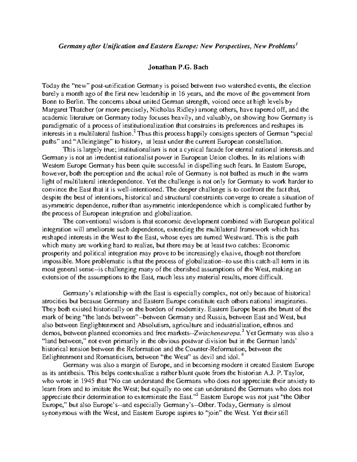 Germany and Eastern Europe: Challenges and Perspectives Post ...