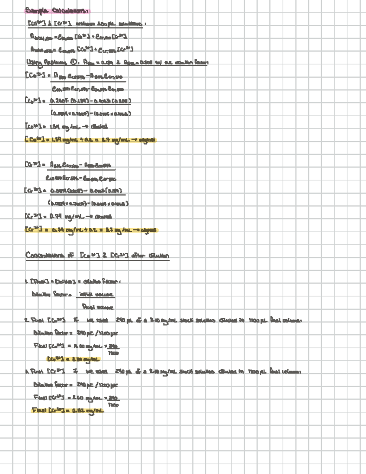 Eco 510: Sample Calculations and Dilution Factors in EXP 1-5 Notes ...