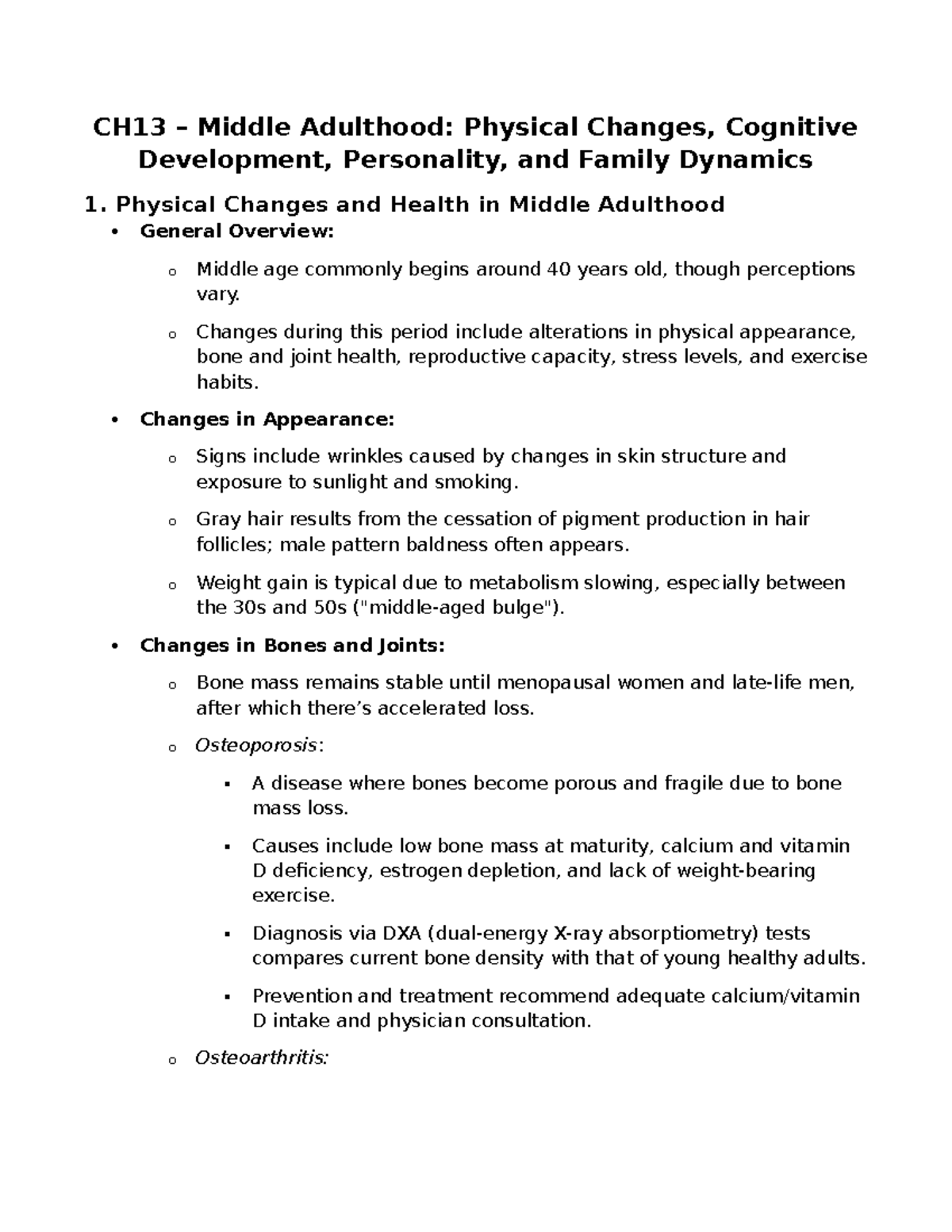 CH13 - Navigating Midlife: Biopsychosocial Changes in Adulthood - Studocu