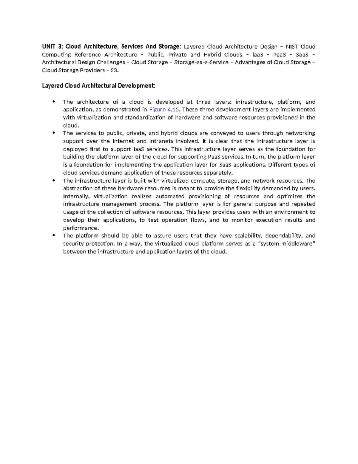 UNIT 3 - Cloud Architecture, Services & Storage Overview Notes - Studocu