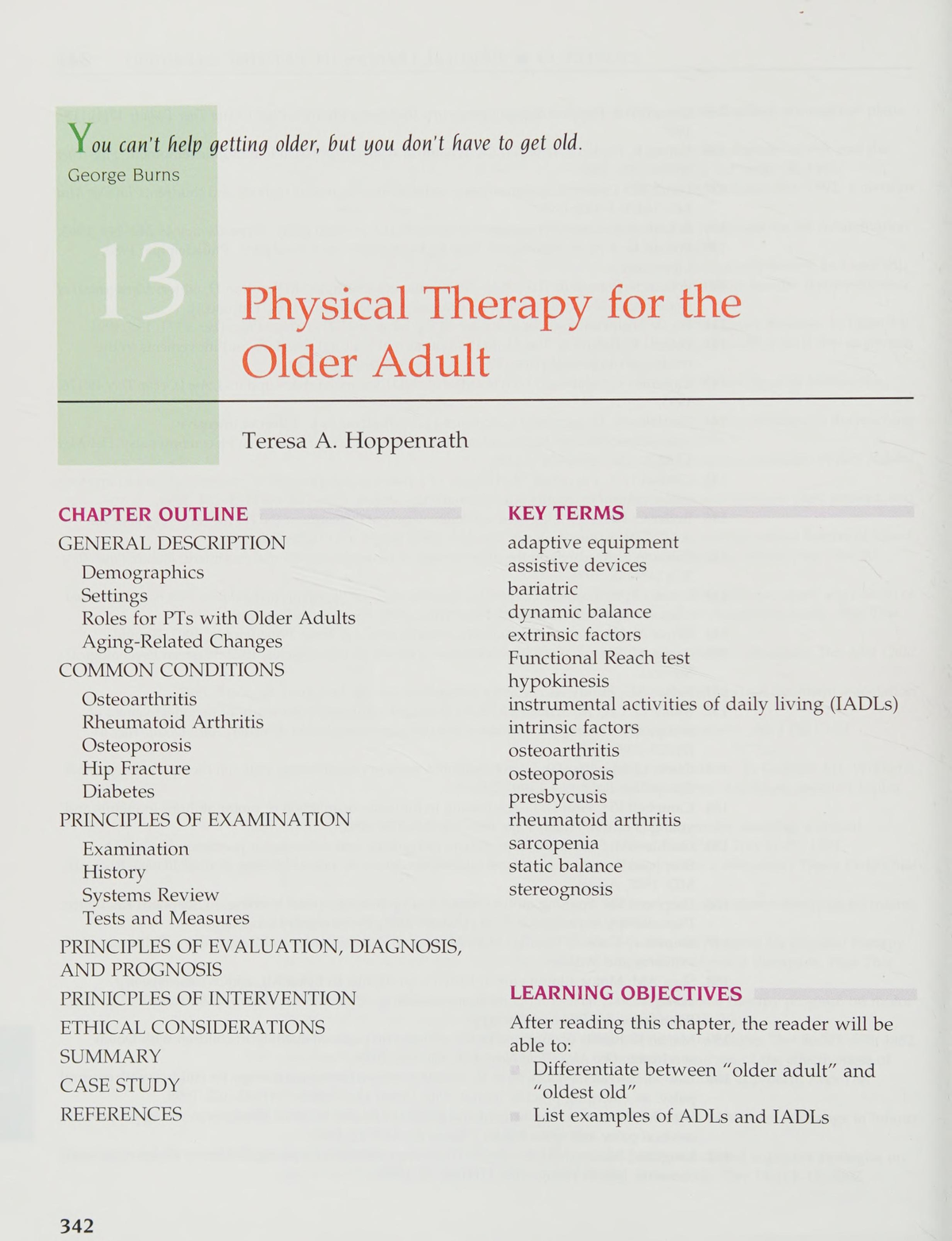 Chapter 13: Physical Therapy for the Older Adult (PT 101) - Key ...