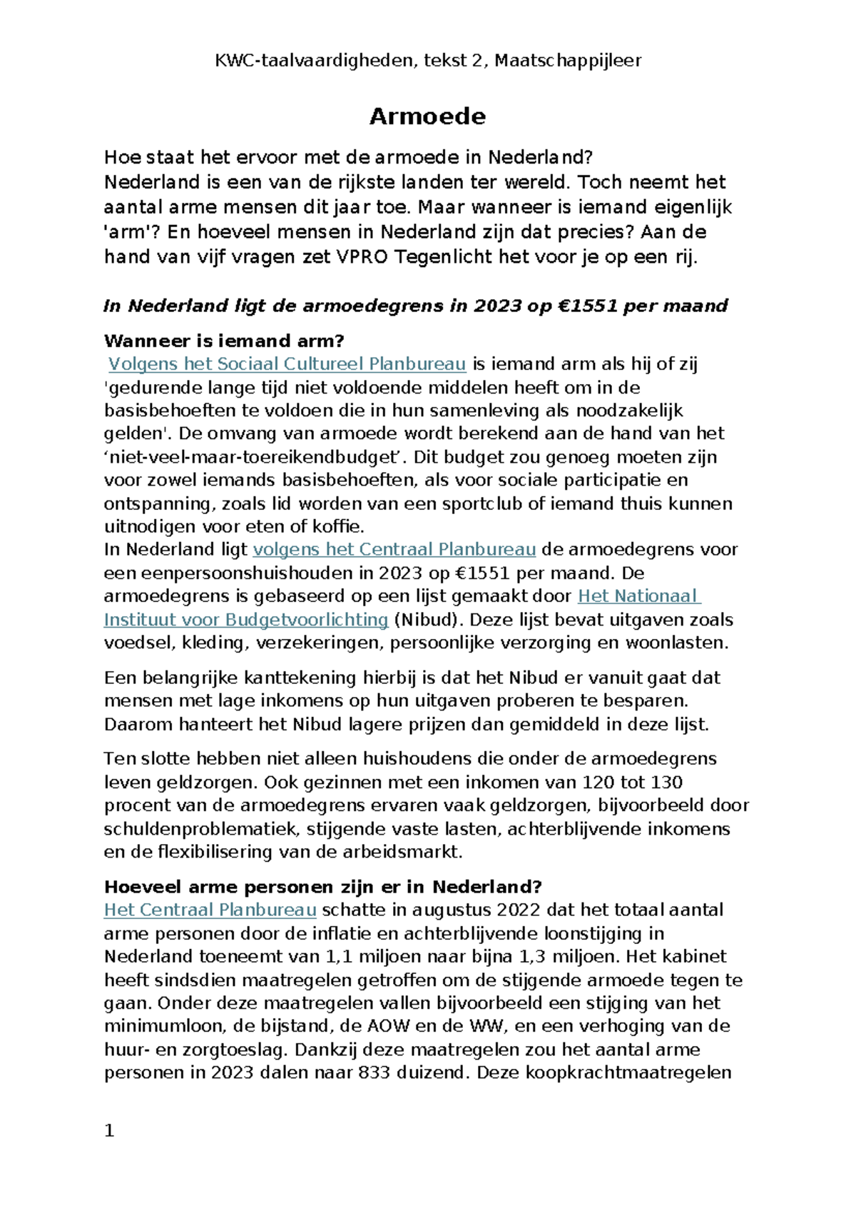 Maatschappijleer: Armoede in Nederland - Huidige Situatie en Impact ...