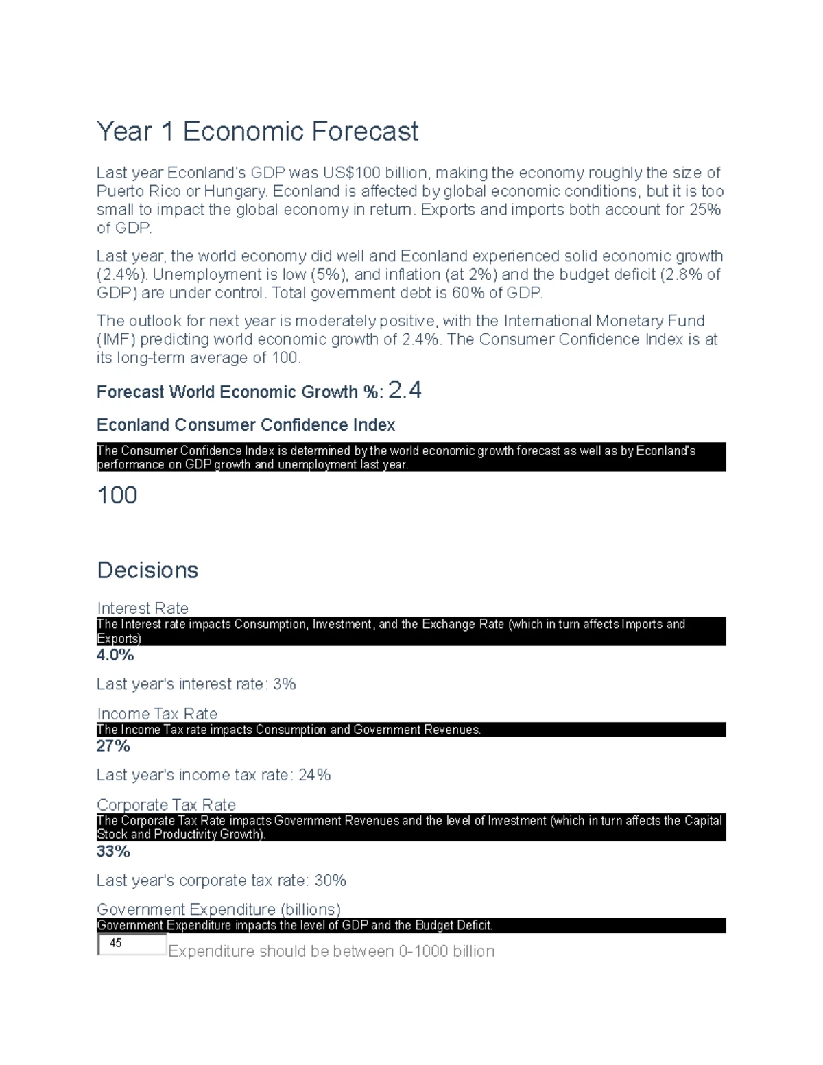 Simulation Econland from Harvard Business Review - Deprecated API usage ...
