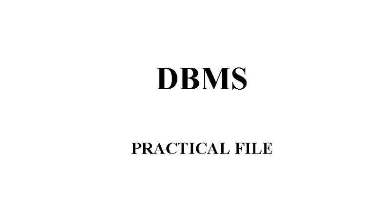 DBMS Practical File: Introduction to Oracle & SQL Commands - Studocu