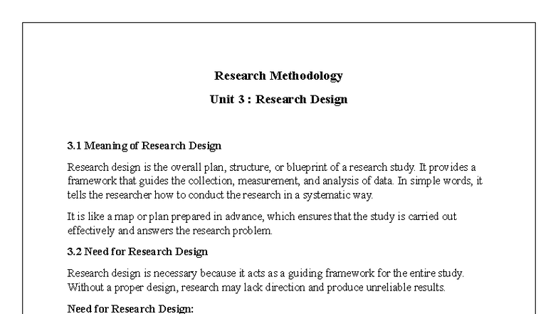 Research Methodology RM 3: Understanding Research Design Concepts - Studocu