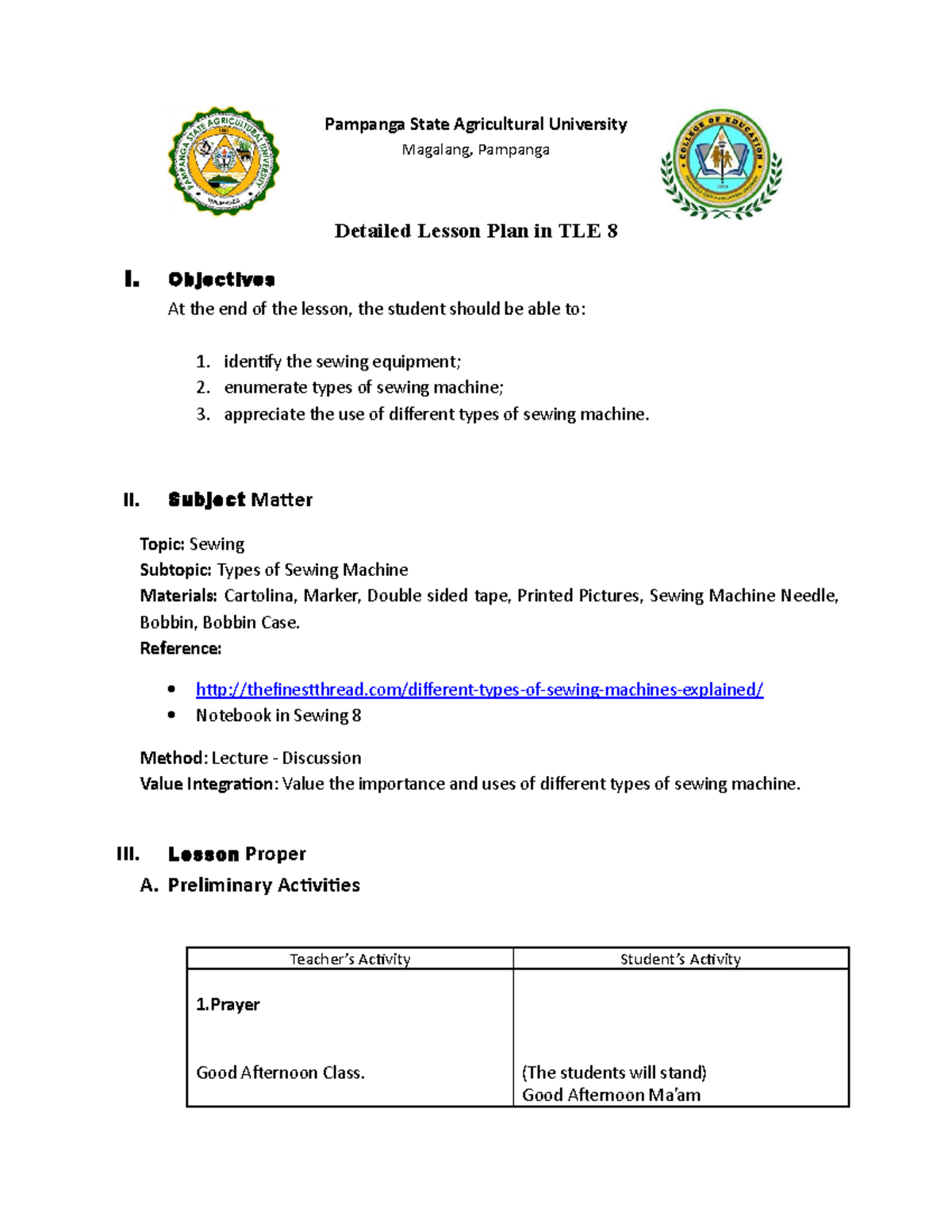Detailed Lesson Plan in TLE 8 - Pampanga State Agricultural University ...