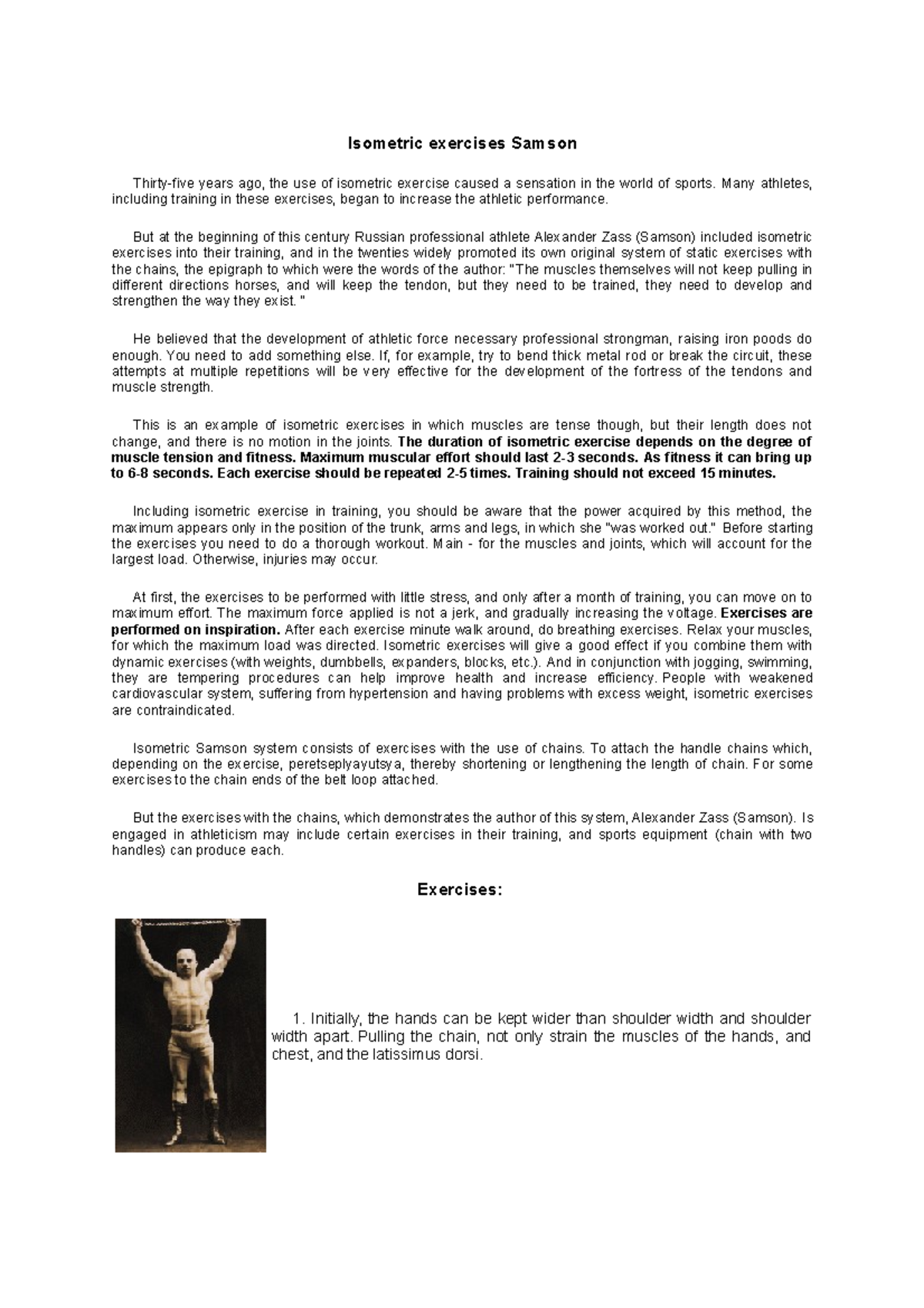 Isometric Exercises: The Samson Method for Strength Training - Studocu