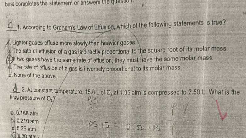 Chemistry 101: Effusion, Gas Laws, and Ideal Gas Calculations - Studocu