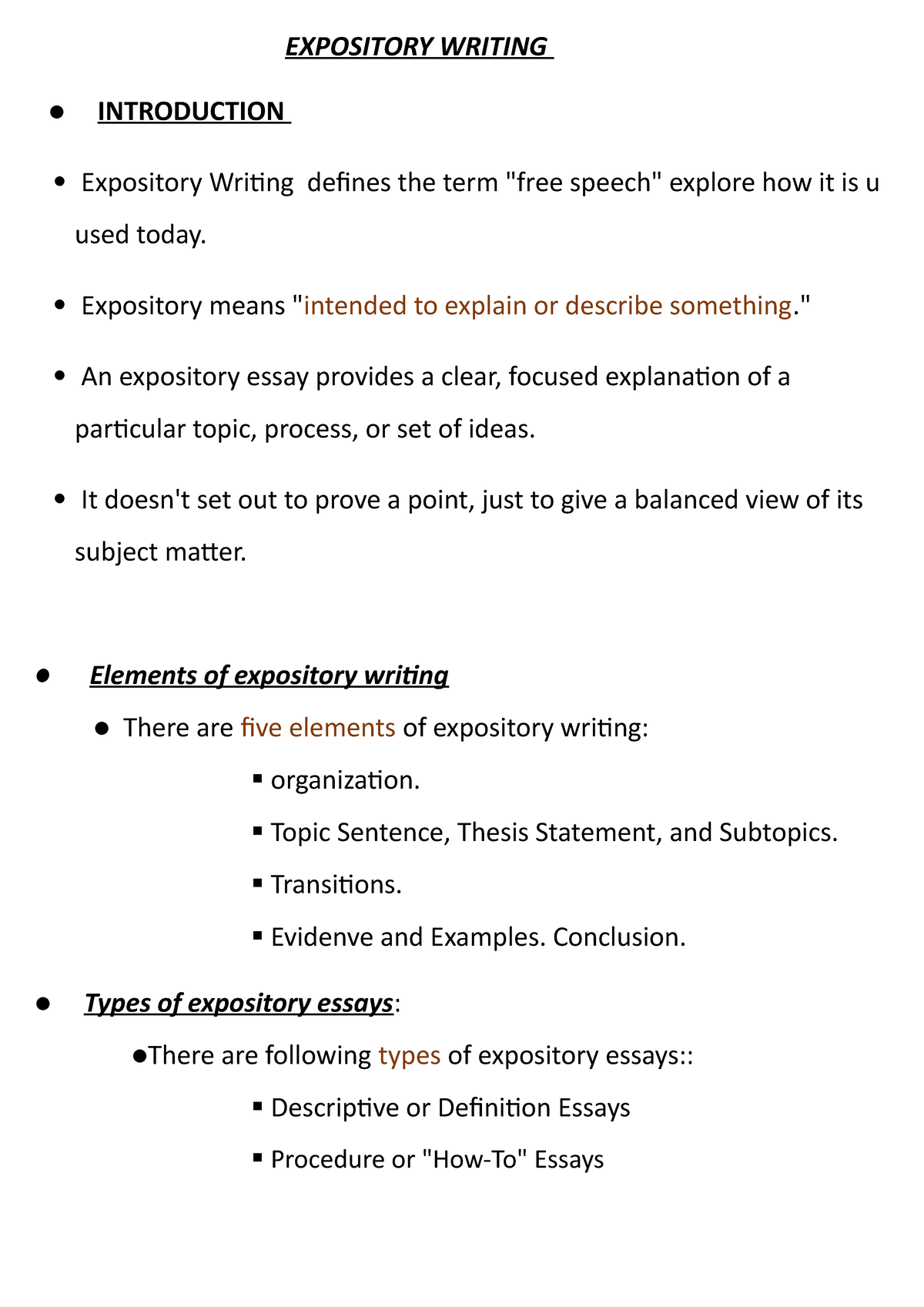 Expository Writing - Expository means "intended to explain or describe ...