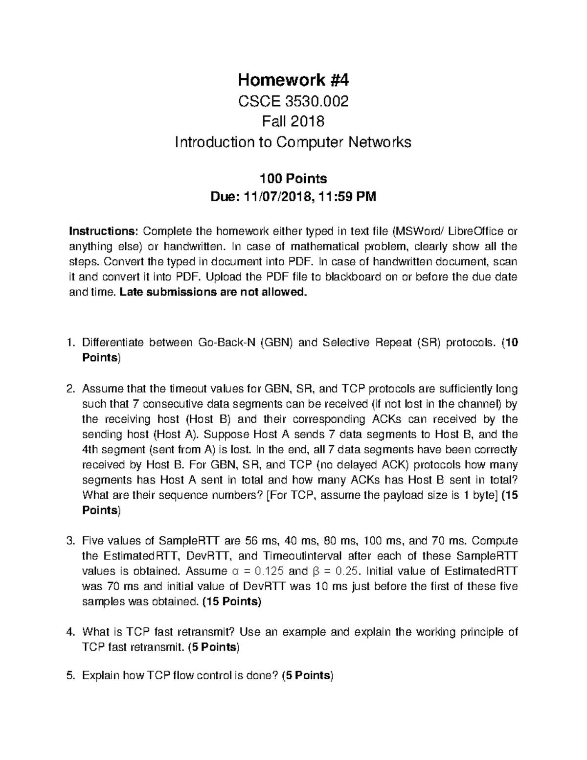 Homework 4 - Homework CSCE 3530 Fall 2018 Introduction to Computer ...