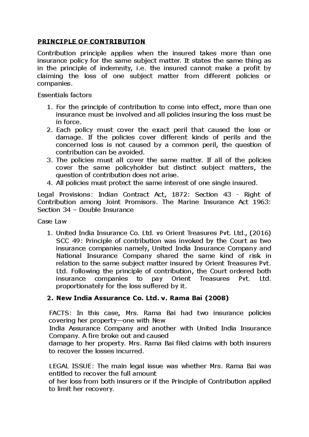 Insurance Case Laws: Principles of Contribution, Utmost Good Faith, and ...