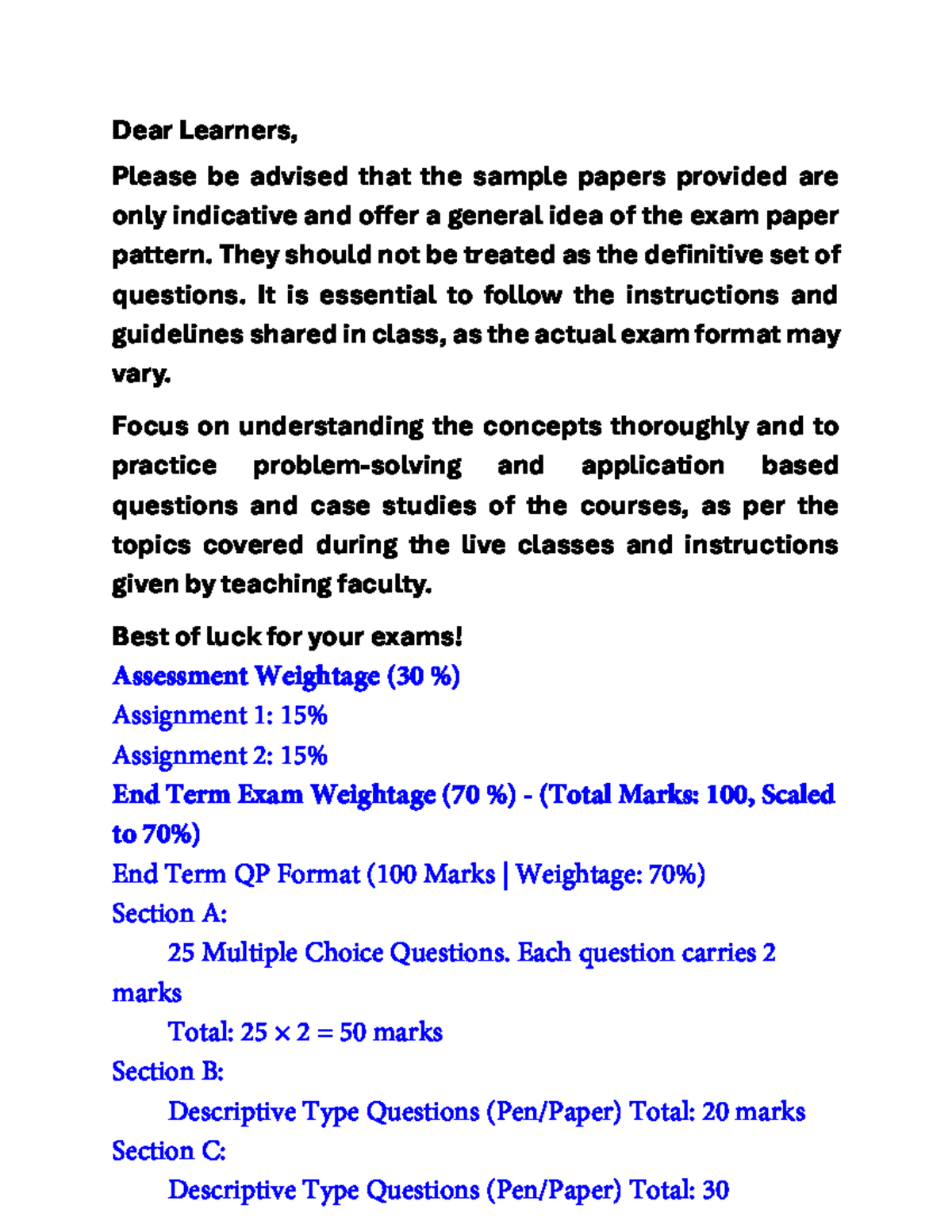 End Term Exam Sample Paper - Marketing Concepts - Studocu
