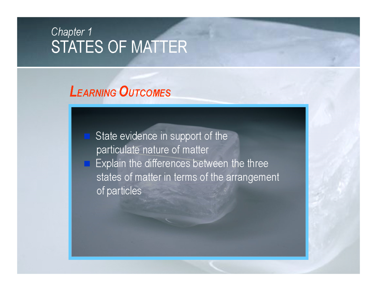 C01 States of Matter: Understanding Properties and Changes - Studocu