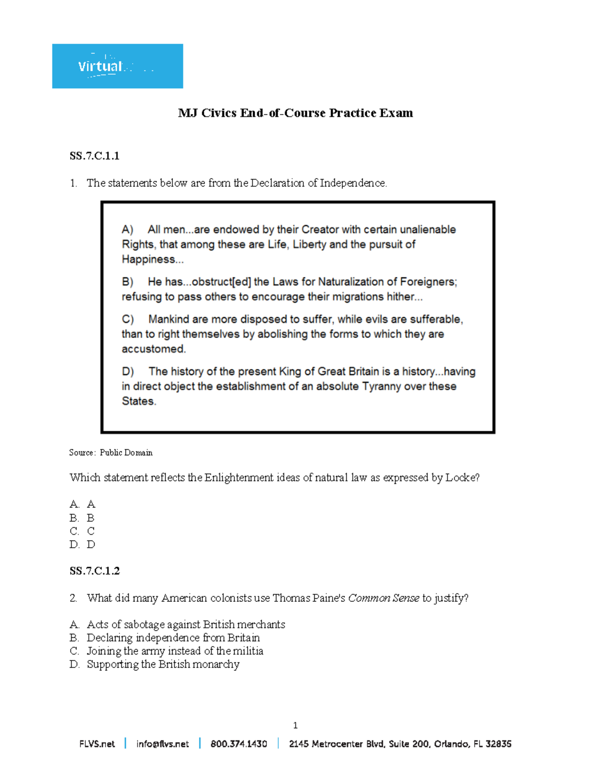 MJ Civics EOC Practice Test Review and Study Guide - Studocu