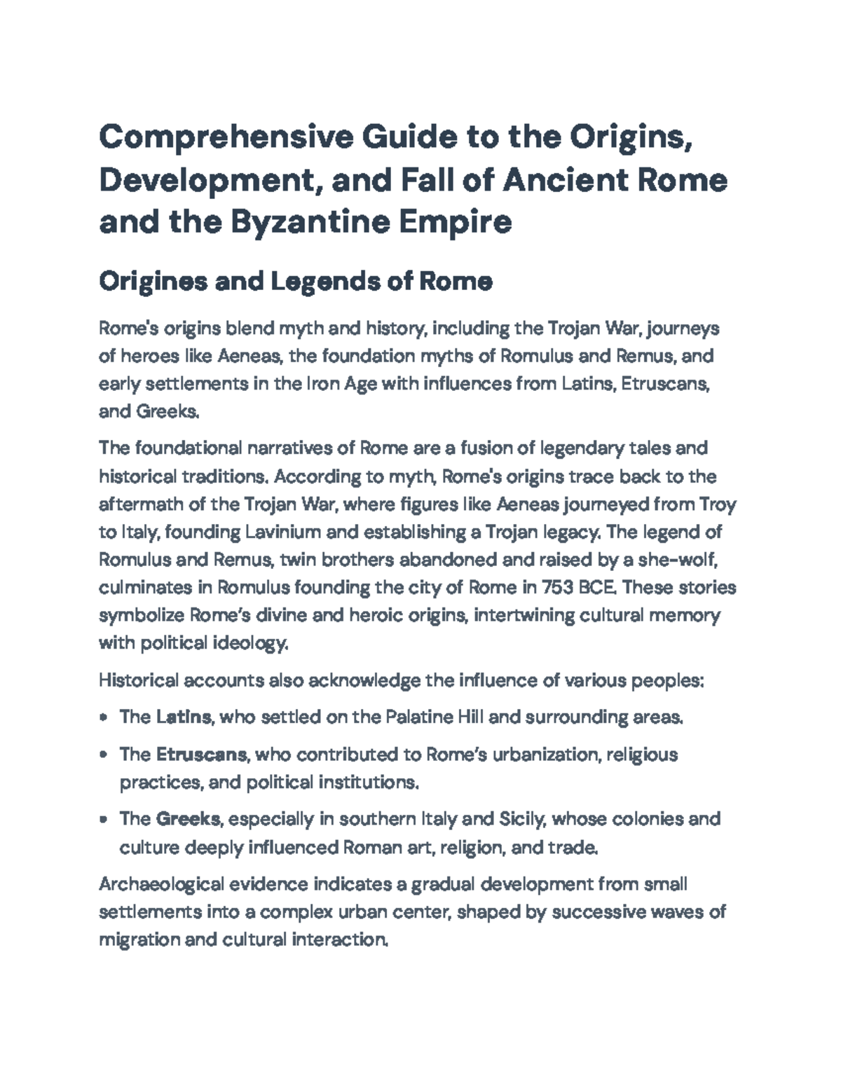 Comprehensive Guide to the Rise and Fall of the Roman Empire (HIST 101 ...