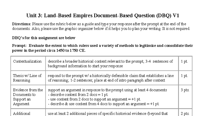 Unit 3: DBQ on Legitimizing Power (1450-1750 CE) - Studocu