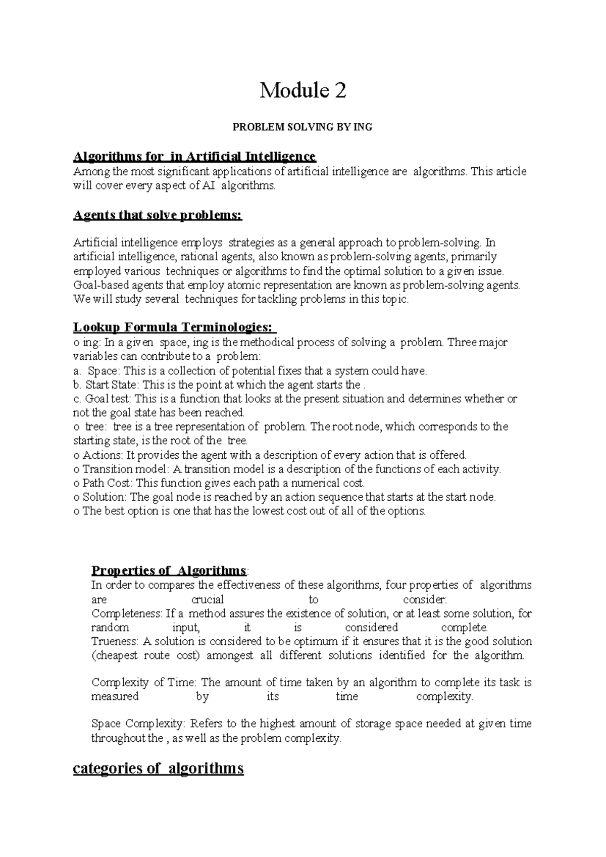 Module 2 - Problem Solving with AI Algorithms in Search Techniques ...