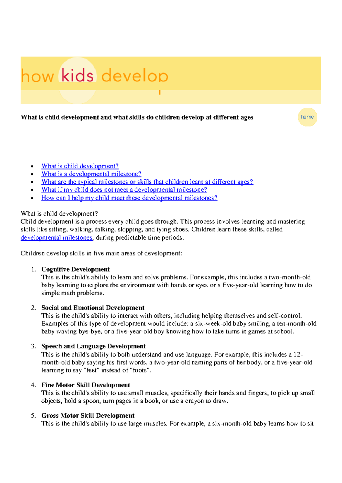 What is child development and what skills do children develop at ...