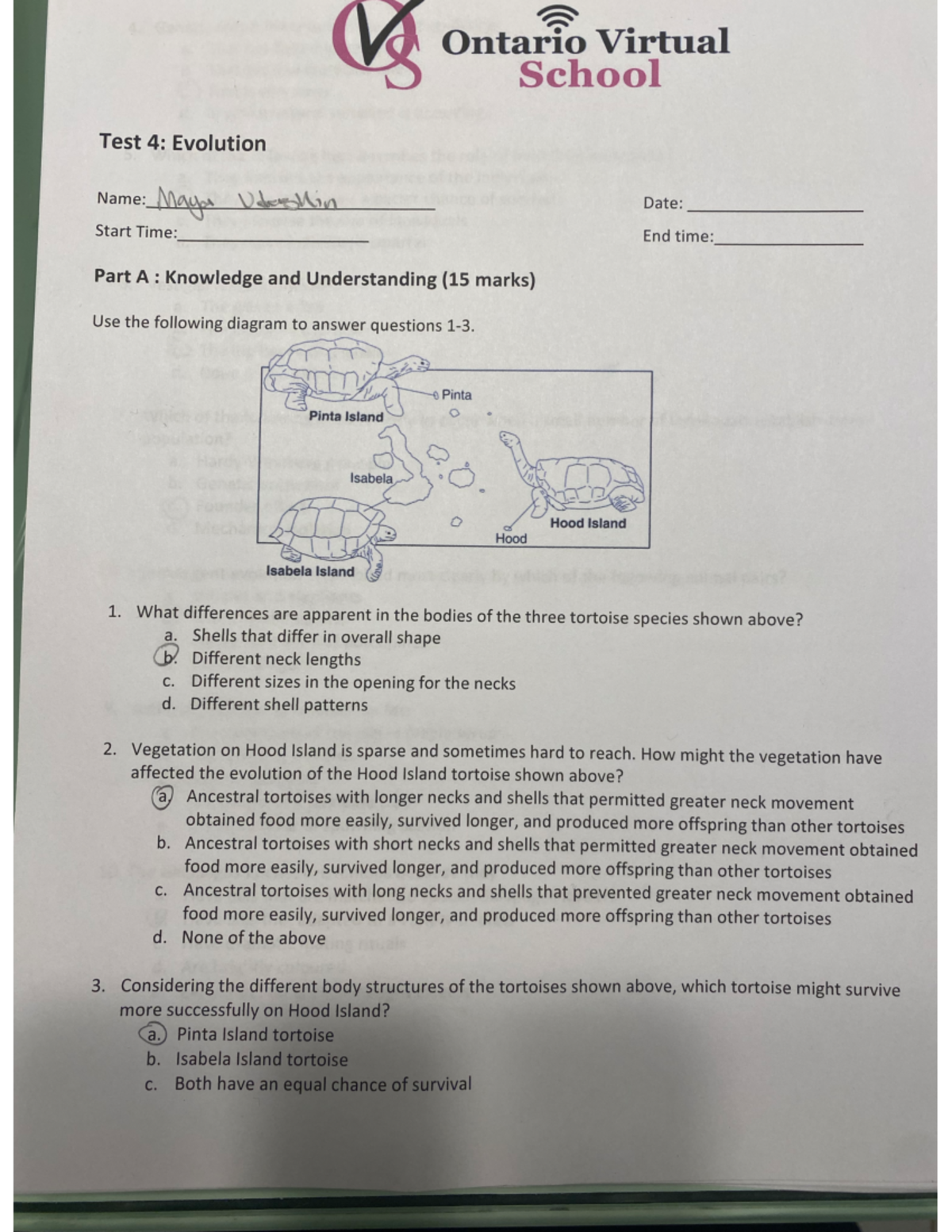 SBI3U Test 5: Evolution Practice Questions and Answers - Studocu