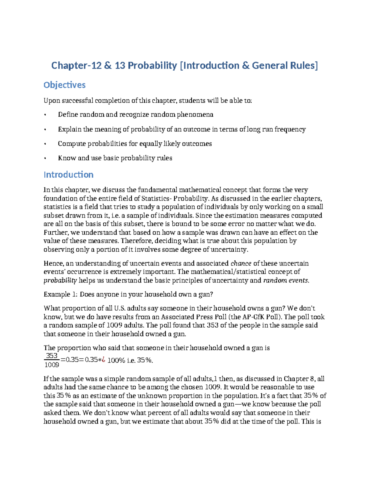 Chapter 12 & 13 Probability: Introduction and General Rules in ...